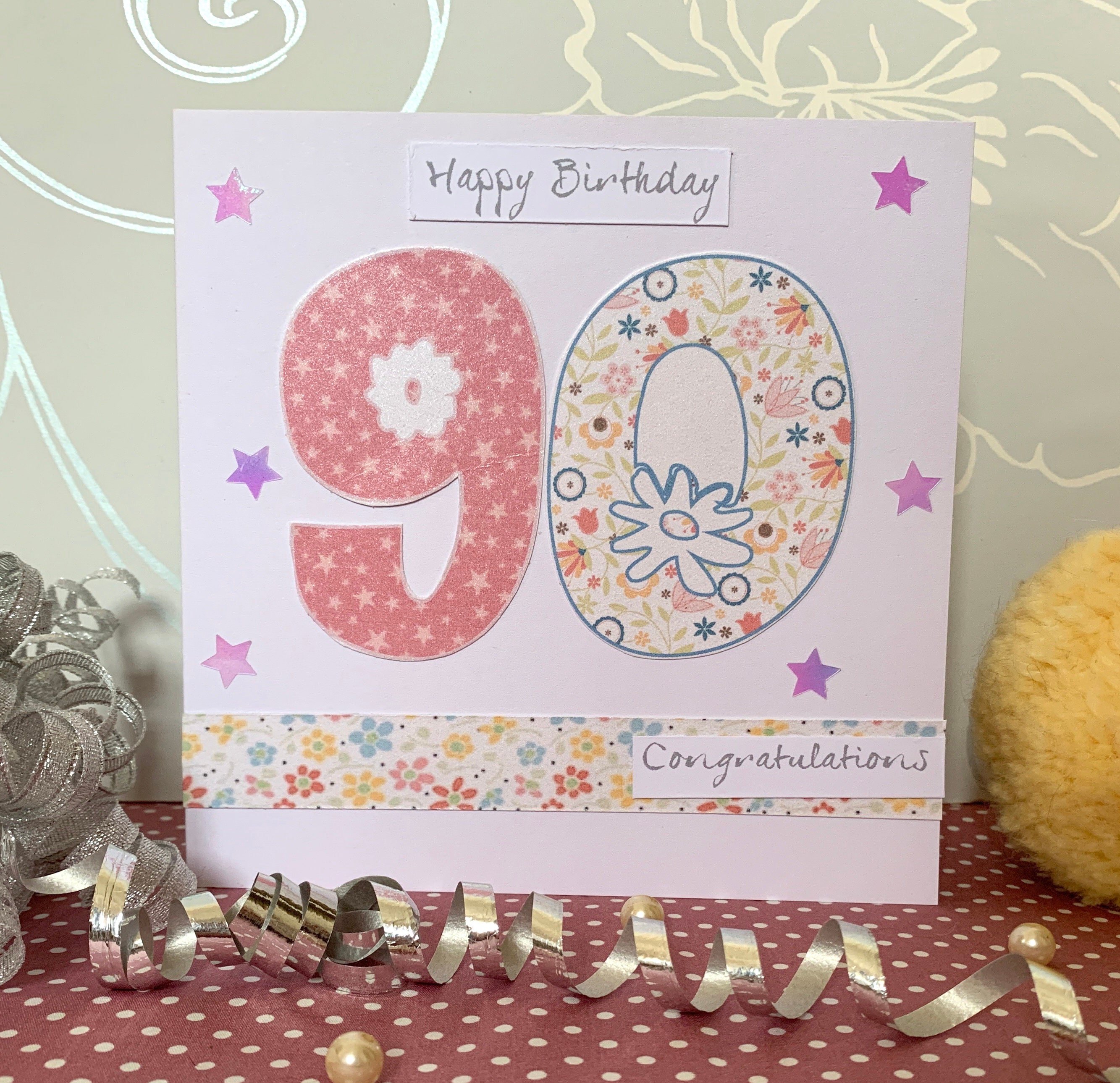 Handmade 90th Birthday Card - Etsy