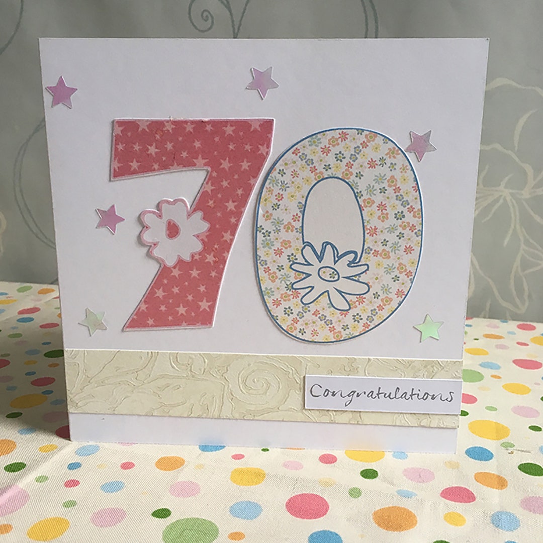 70th Birthday Card, Age 70 Birthday Card, Handmade 70th Card, Handmade ...