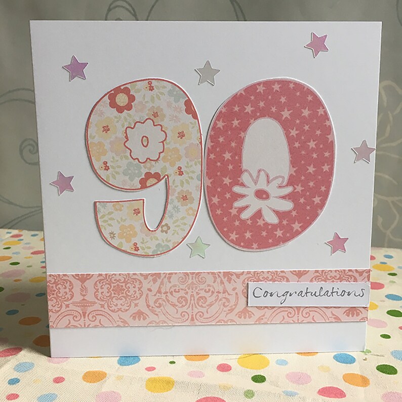 90th Birthday Card Age 90 Birthday Handmade 90th Card 90th - Etsy