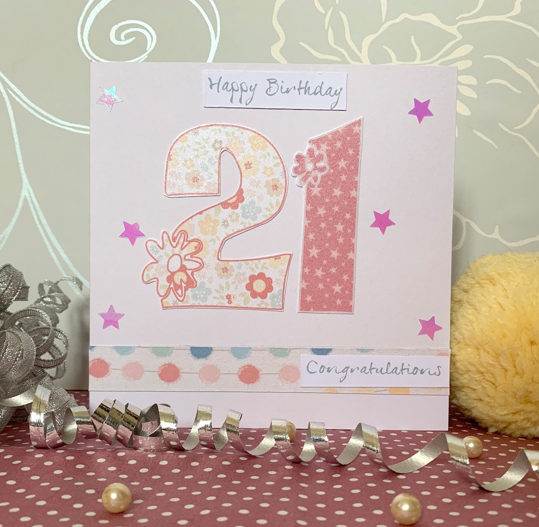 Handmade 21st Birthday Card - Etsy
