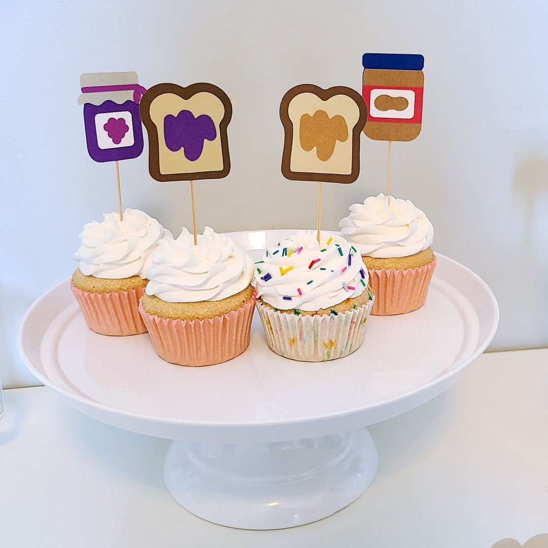 Peanut Butter & Jelly Cupcake Toppers - Etsy