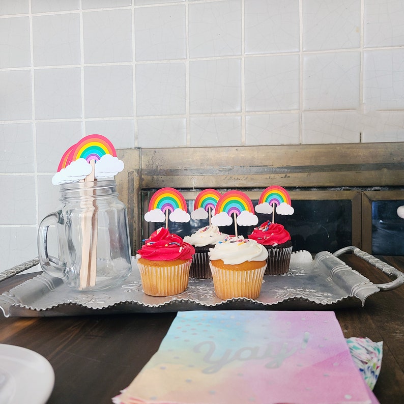 Rainbow Cupcake Toppers - Etsy