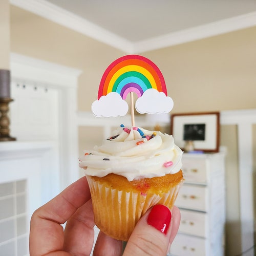 EDITABLE Rainbow Cupcake Toppers Girl Party Decorations - Etsy