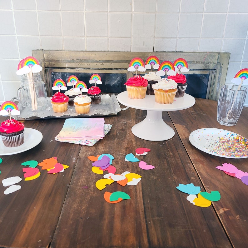 Rainbow Cupcake Toppers - Etsy