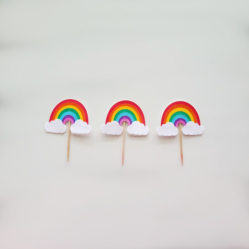 Rainbow Cupcake Toppers - Etsy