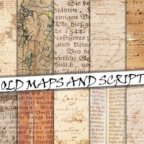 Old Maps and Script Digital Paper: Vintage Digital Maps - Etsy