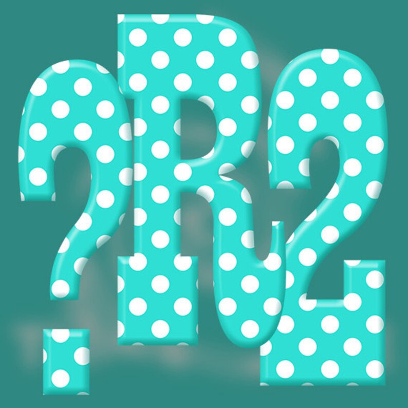 Turquoise Dotted Alphabet Clipart Aqua Polka Dots Digital - Etsy