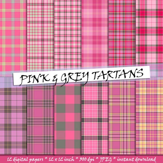 Pink and Grey Tartan Pattern Digital Paper Seamless Scottish - Etsy