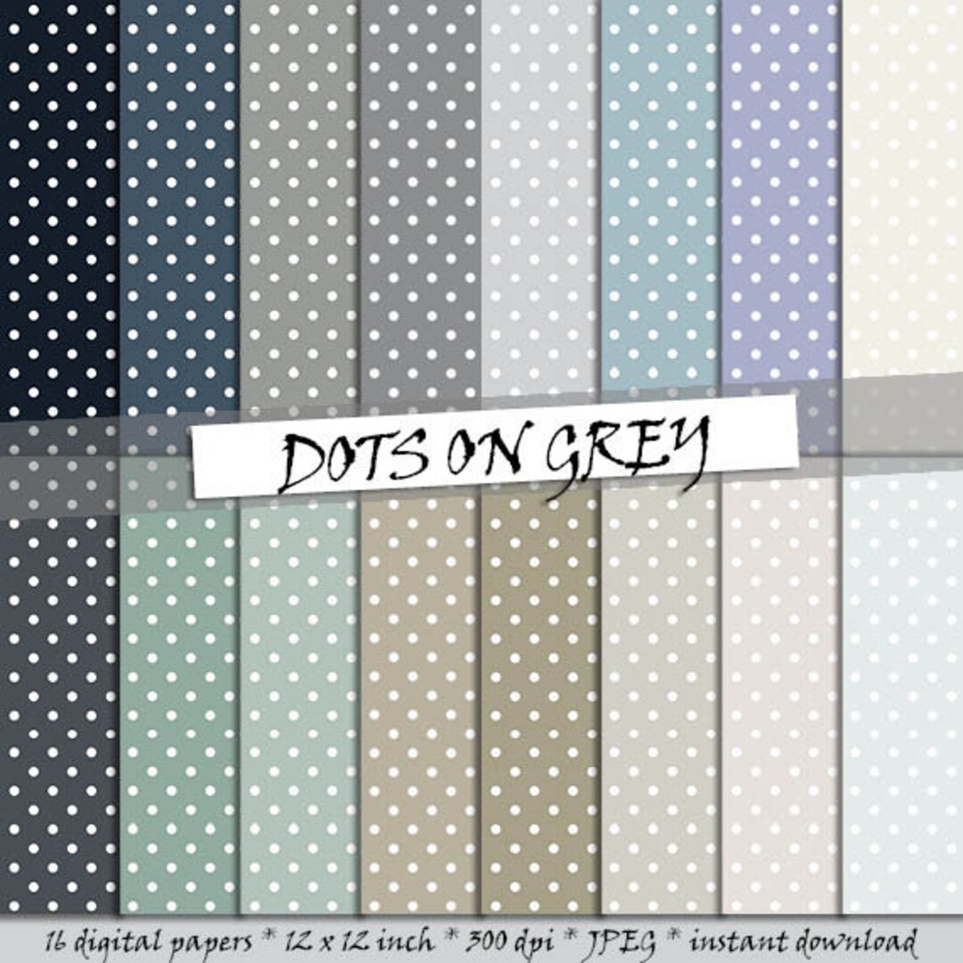 Dots on Grey Digital Paper: Instant Download, Digital Paper Pack ...