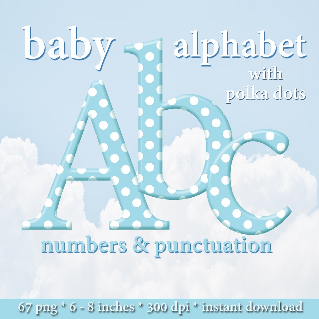 Blue Digital Alphabet With Polka Dots Pattern, Clipart With Large and ...