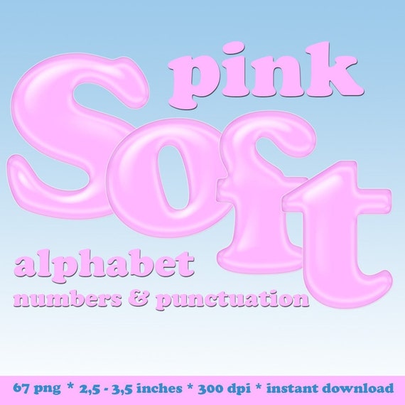 Pink Digital Alphabet Clipart Printable Pastel Font With | Etsy
