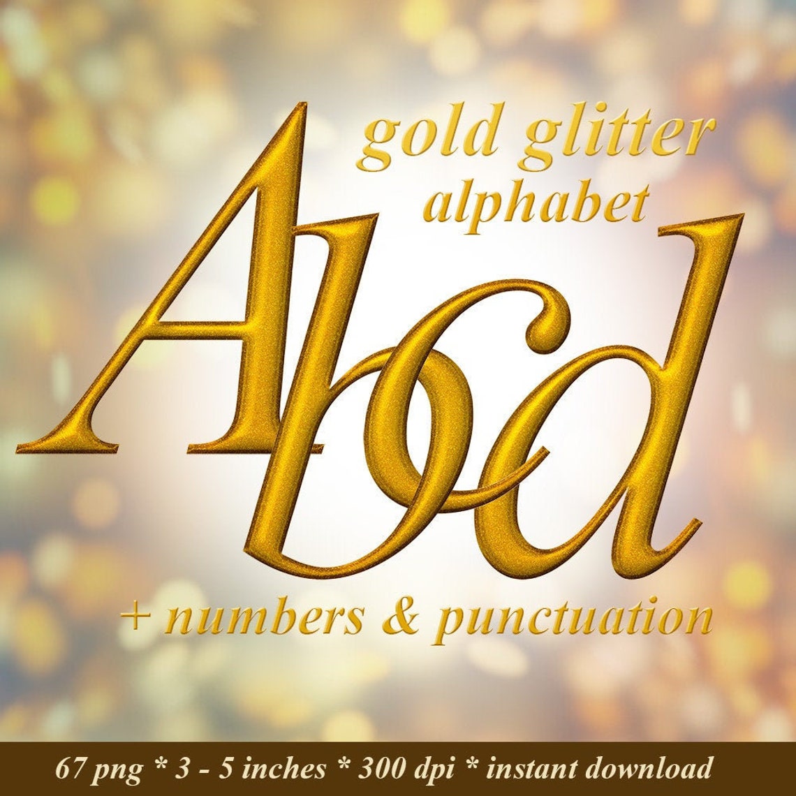 Gold glitter digital alphabet clipart golden glittering font | Etsy