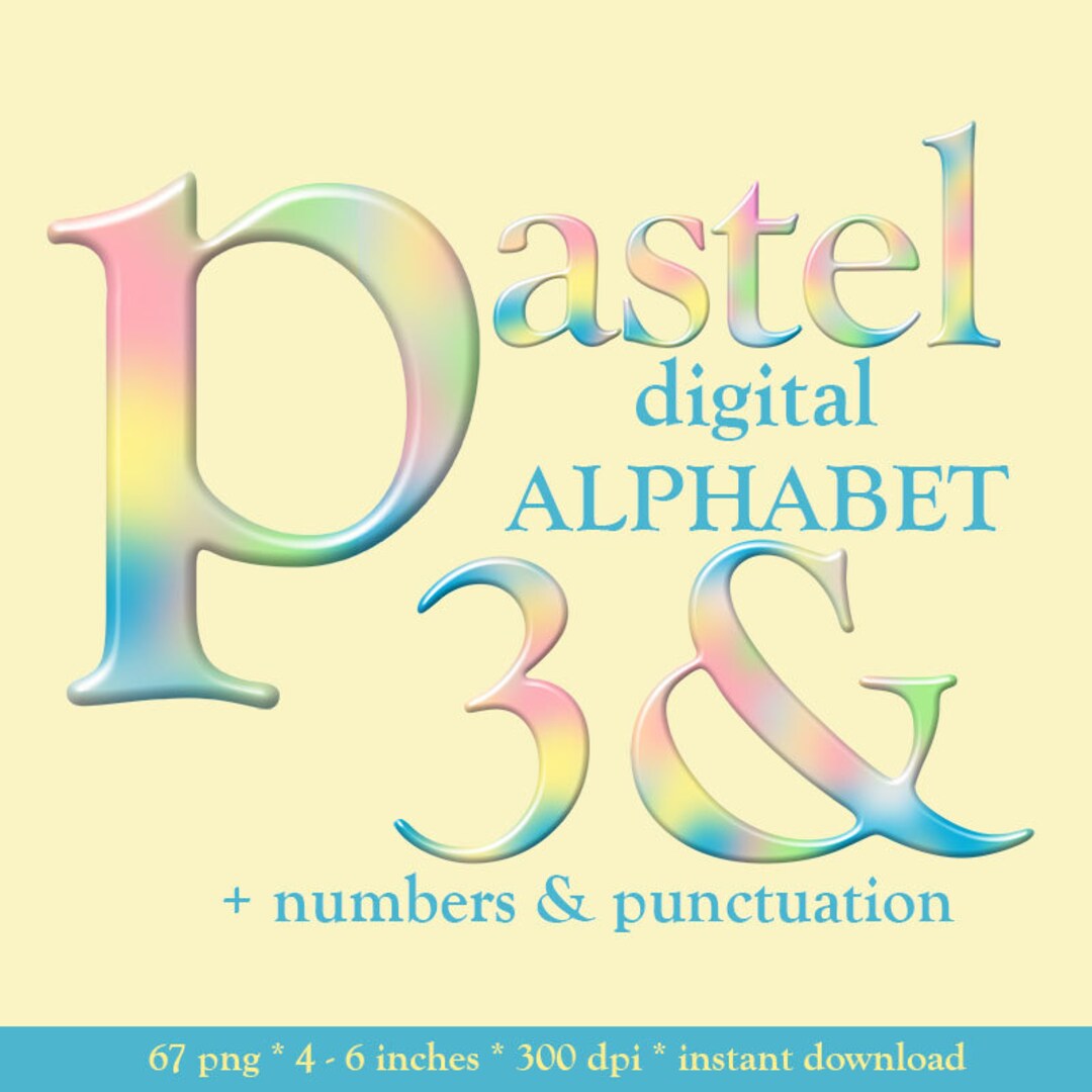 Pastel Alphabet Clipart, Easter Rainbow Colorful Digital Font With ...