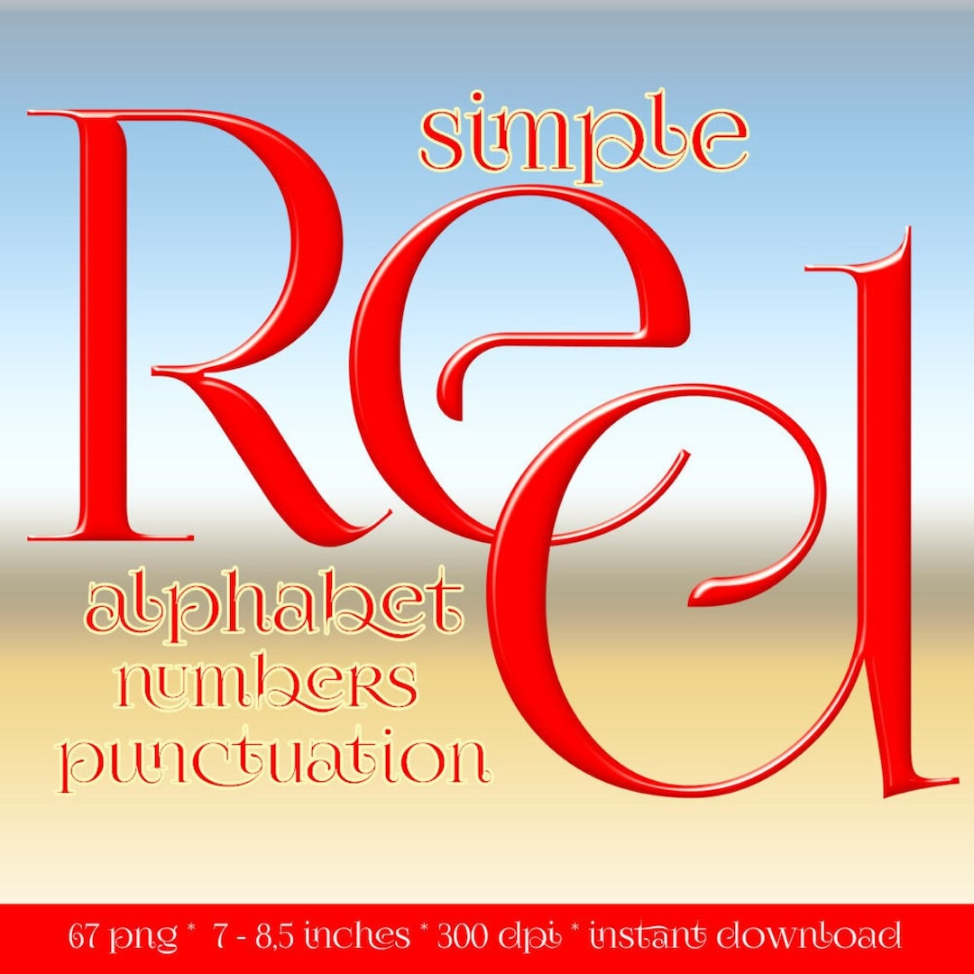 Simple Red Alphabet Clipart, Printable Red Font, Small and Large ...