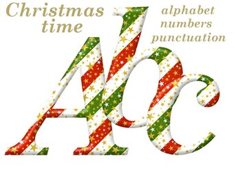 Green and Red Textured Alphabet Letters and Numbers Set - Etsy