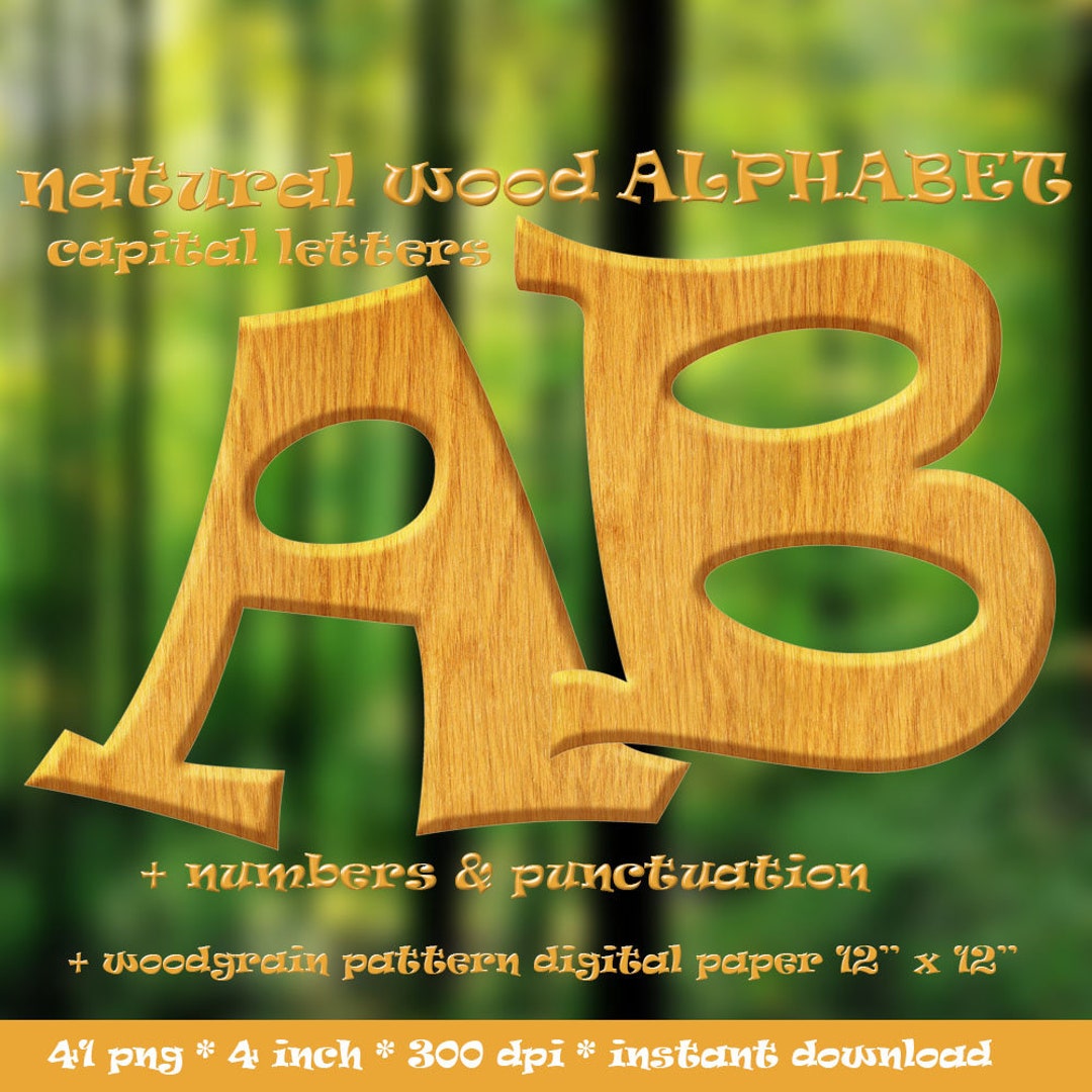 Wood Texture Digital Alphabet Clipart Capital Letters - Etsy