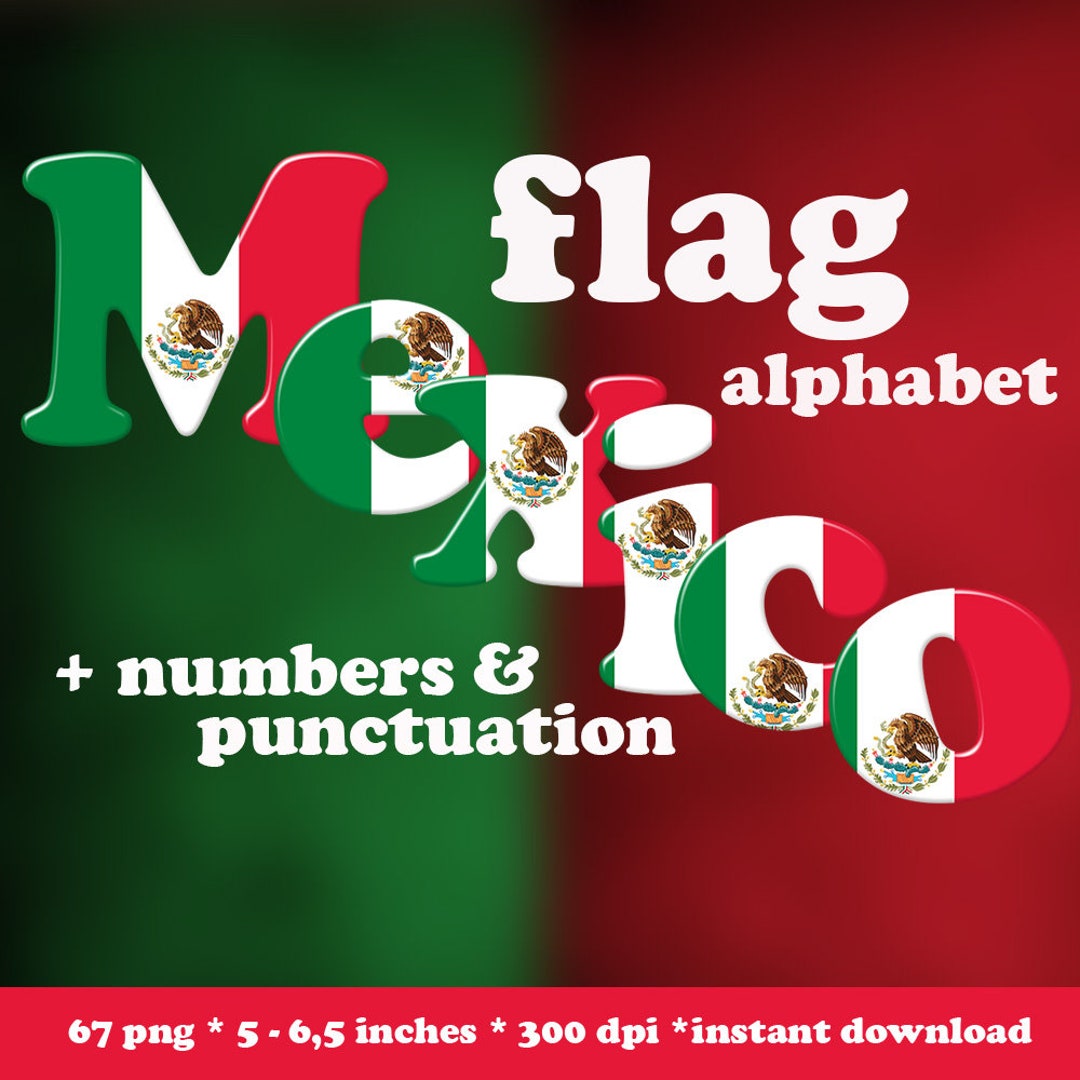 Mexican Flag Alphabet Clipart, Green, Red and White Font, Printable ...