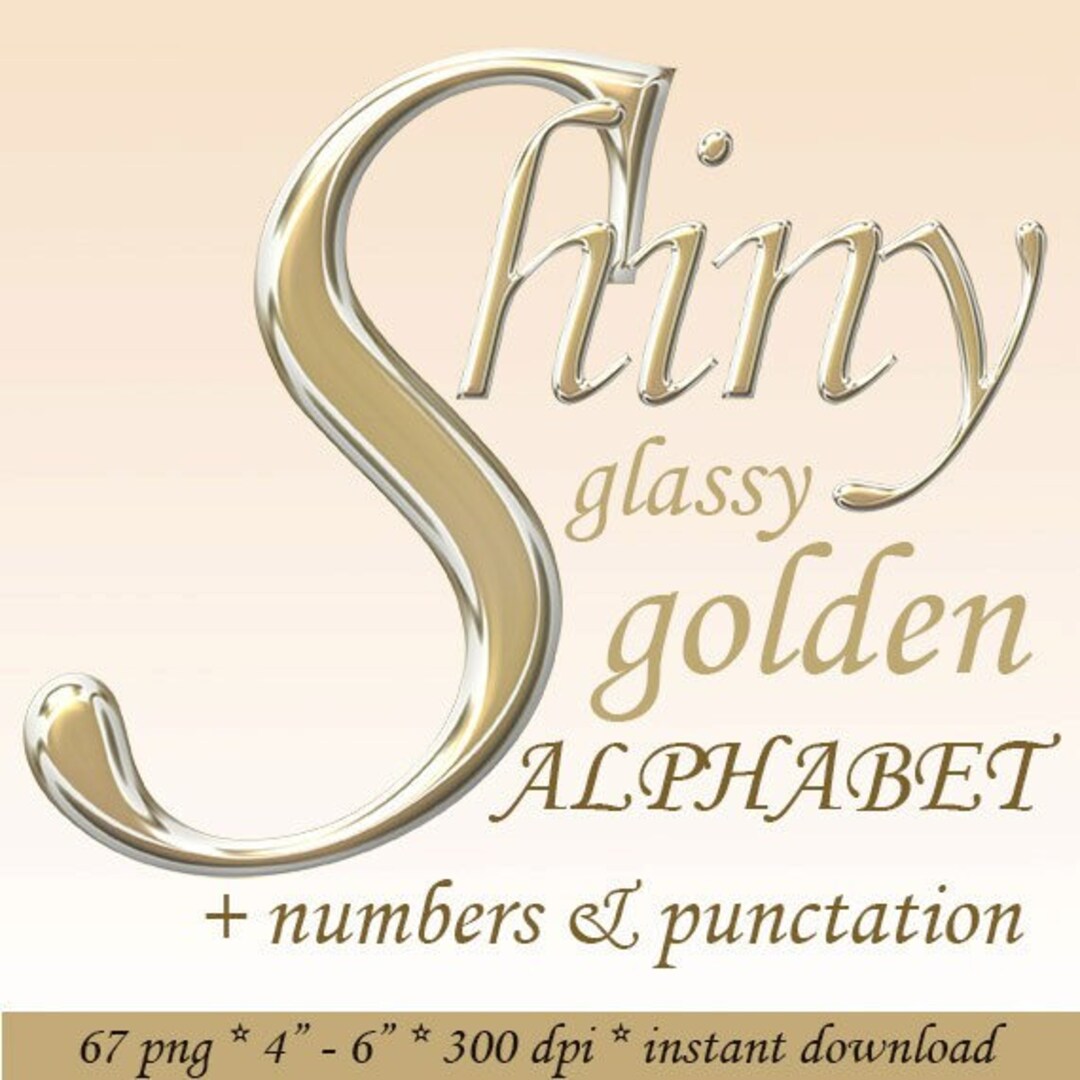 Shiny Gold Digital Alphabet Printable Golden Clipart Font - Etsy