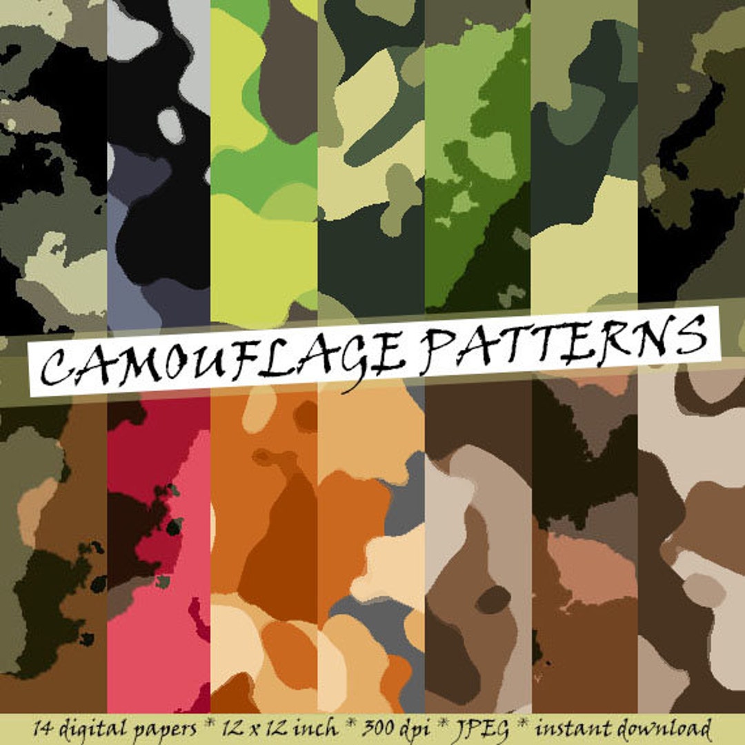Camouflage Pattern Digital Paper: Digital Backgrounds With Camouflage ...