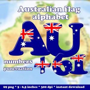 Australian Flag Alphabet Clipart, Green, Red and White Font, Printable ...