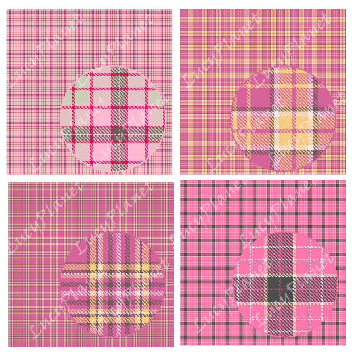 Pink and Grey Tartan Pattern Digital Paper Seamless Scottish - Etsy