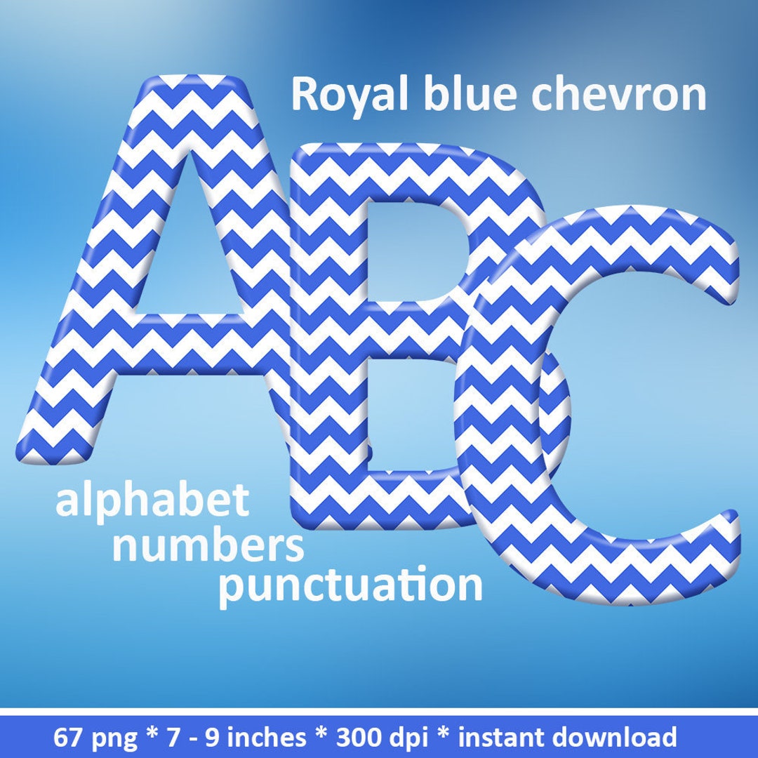 Royal Blue Chevron Digital Alphabet Clipart Printable Font - Etsy