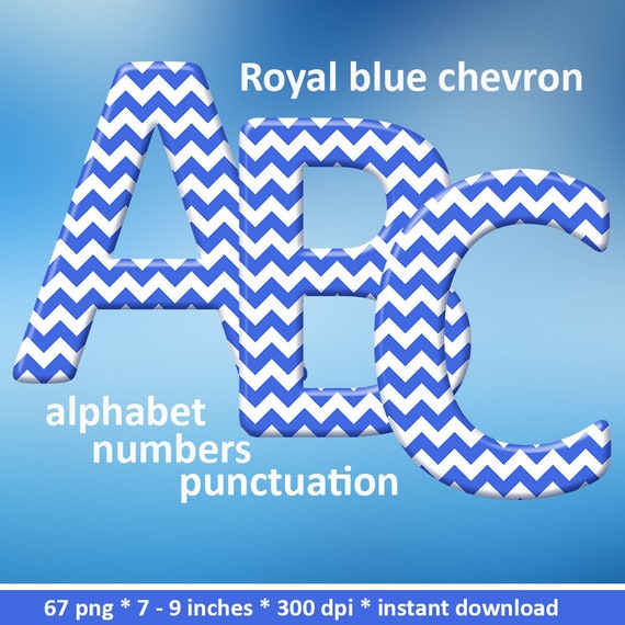 Royal Blue Chevron Digital Alphabet Clipart Printable Font - Etsy