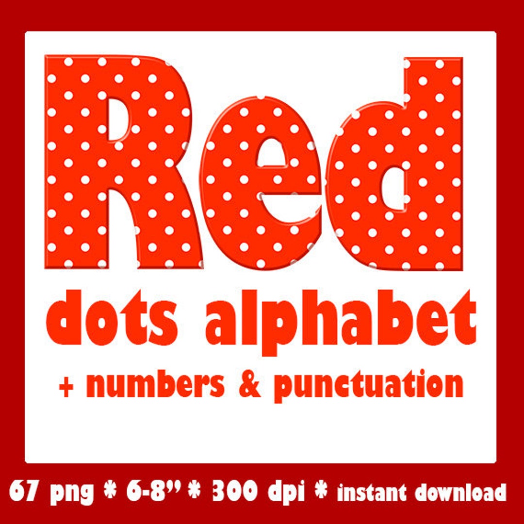 Red Polka Dots Digital Alphabet Clipart With Large and Small - Etsy