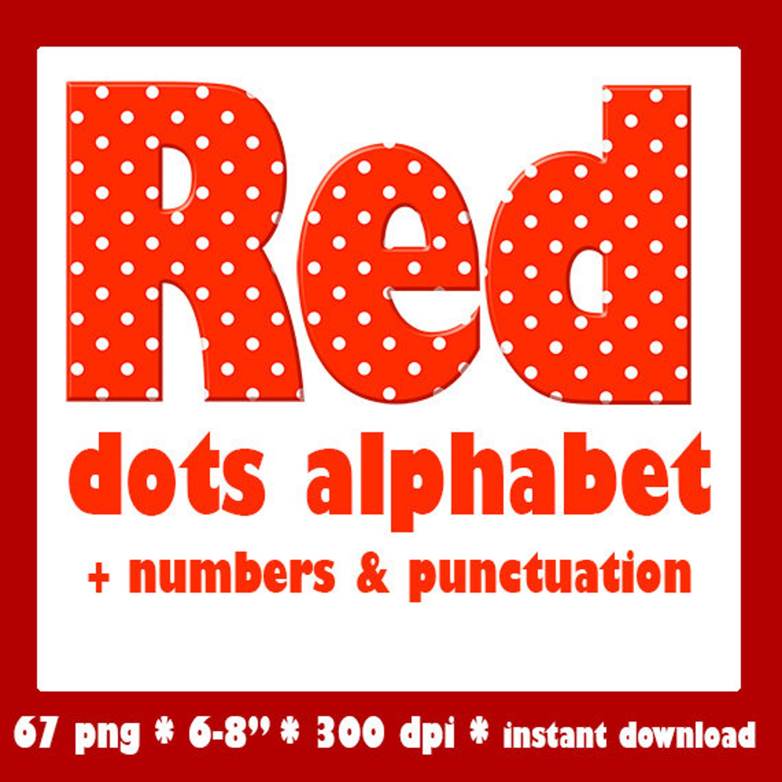 Red Polka Dots Digital Alphabet Clipart With Large and Small - Etsy