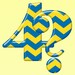 Blue and Yellow Chevron Alphabet Clipart Chevron Font - Etsy