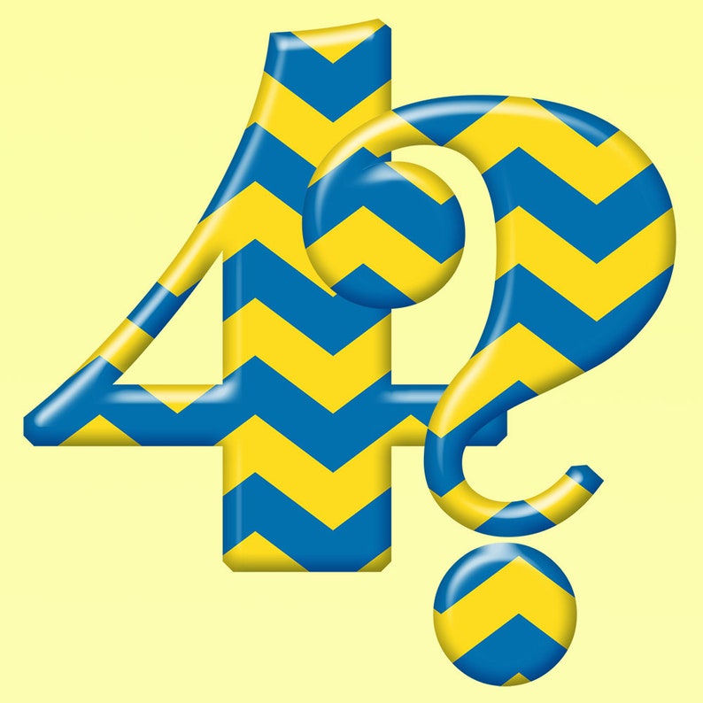 Blue and Yellow Chevron Alphabet Clipart Chevron Font - Etsy