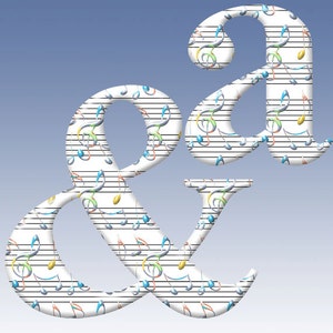 Music Notes Alphabet Clipart Musical Font With Capital and - Etsy Canada