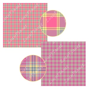 Pink and Grey Tartan Pattern Digital Paper, 14 Seamless Scottish Plaid ...
