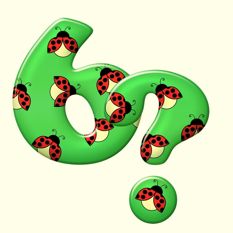 Ladybugs Alphabet Clipart Green and Red Printable Digital | Etsy