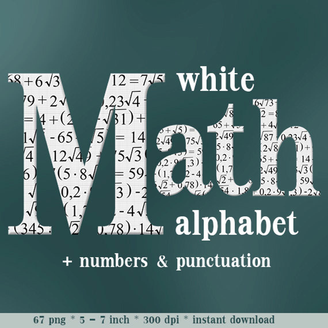 Math Alphabet Clipart School Font With Equations Pattern | Etsy