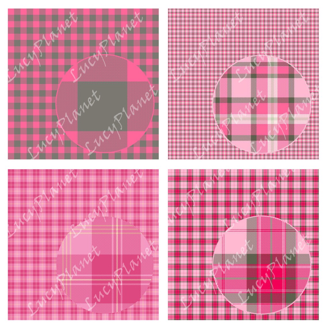 Pink and Grey Tartan Pattern Digital Paper Seamless Scottish - Etsy