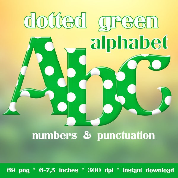Green Polka Dotted Font - Etsy