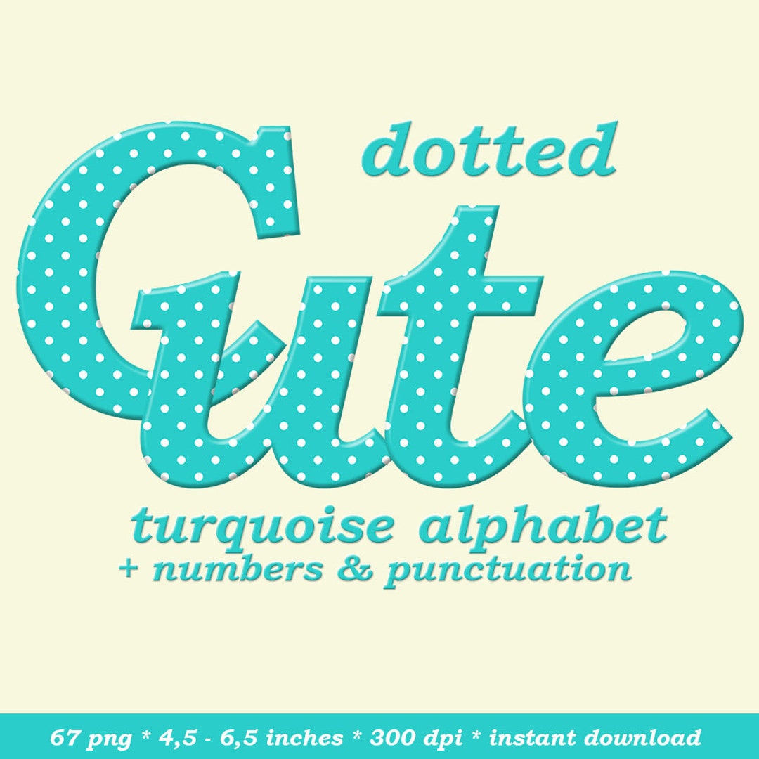 Turquoise Dotted Digital Alphabet Clipart Polka Dots - Etsy