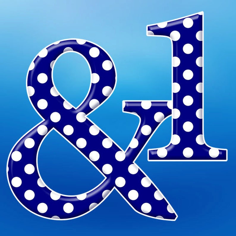 Navy Blue Digital Alphabet With Polka Dots Pattern Clipart - Etsy