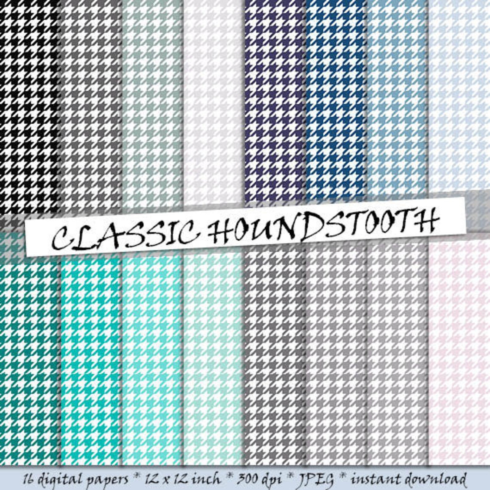 Houndstooth Digital Paper Printable Houndstooth Patterns | Etsy