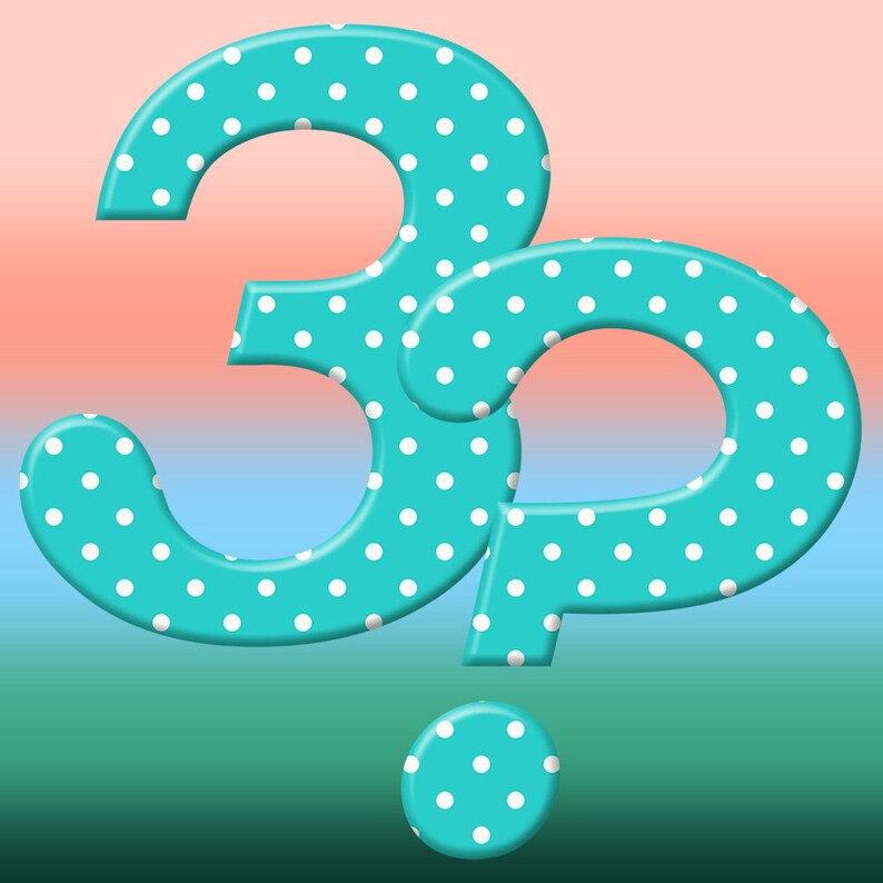 Turquoise Dotted Digital Alphabet Clipart Polka Dots - Etsy