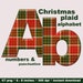 Christmas Plaid Red Green Digital Alphabet Clipart, Scottish Printable ...