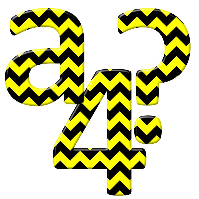 Yellow and Black Chevron Alphabet Clipart: Digital Chevron | Etsy