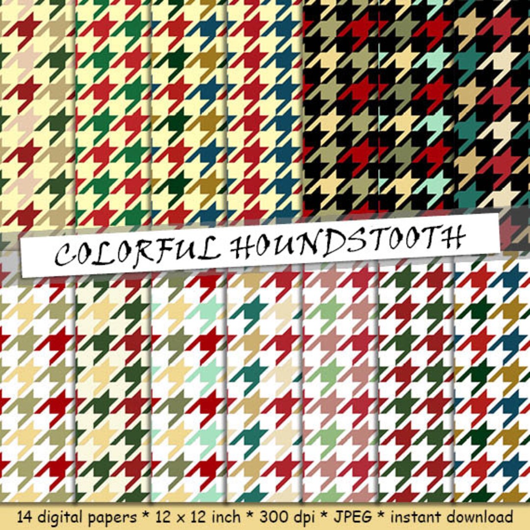 Colorful Houndstooth Digital Paper Printable Houndstooth - Etsy