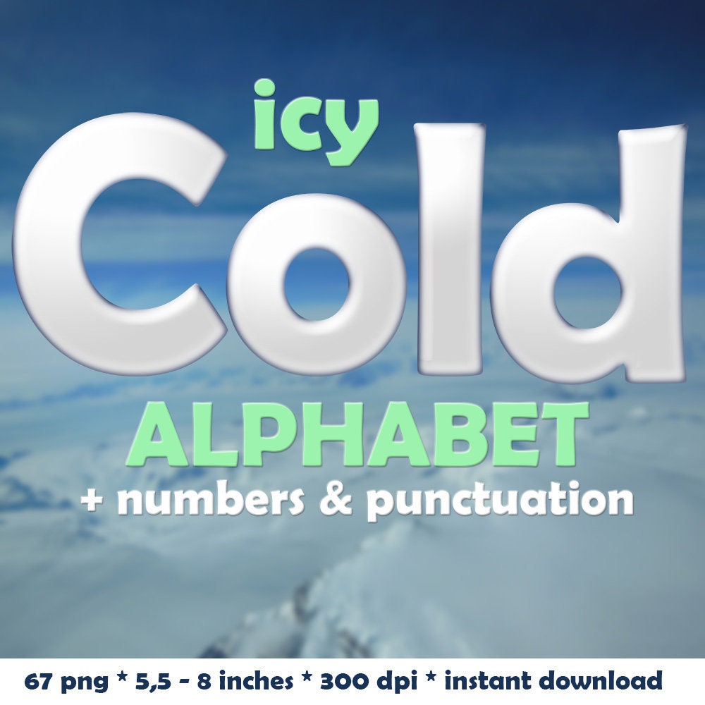 Icy White Digital Alphabet Clipart Printable Winter Font With - Etsy UK