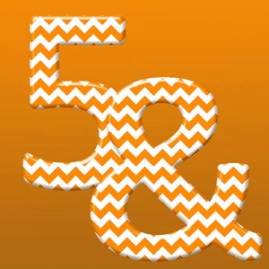 Orange and White Chevron Digital Alphabet Clipart With Large and Small ...