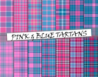 Plaid Aqua & Purple Digital Papers 12 Pieces 12 X - Etsy