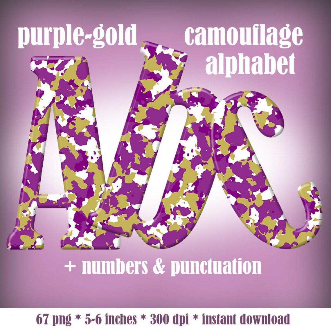 Camouflage Alphabet Clipart Printable Camo Letters Army | Etsy