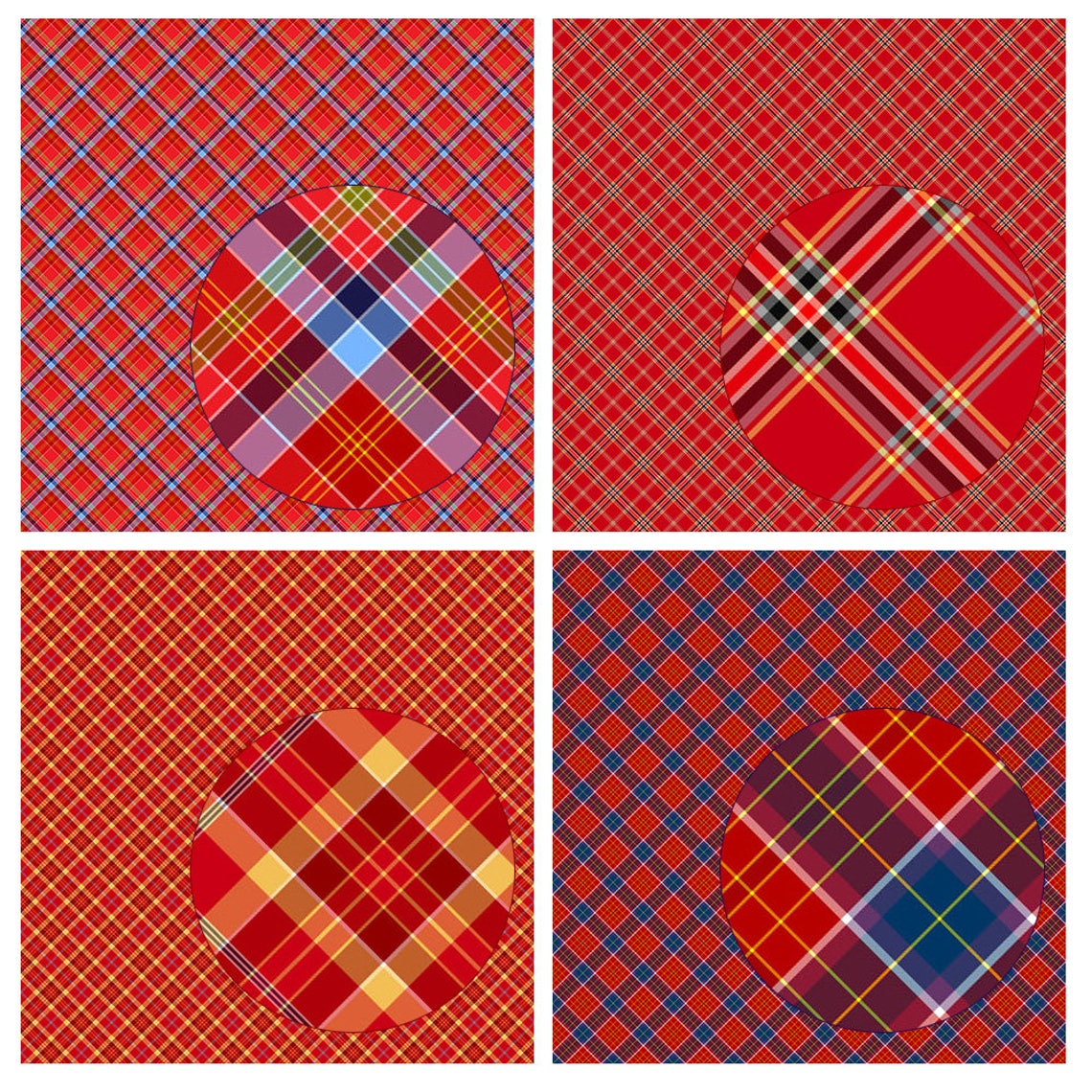 Red Plaid Pattern Digital Paper: Seamless Scottish Plaid - Etsy