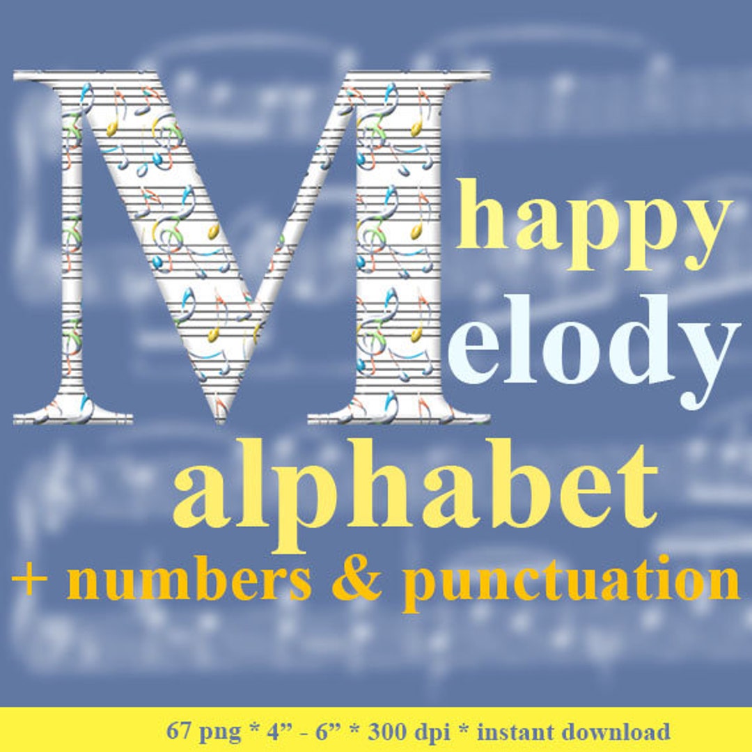 Music Notes Alphabet Clipart Musical Font With Capital and - Etsy Canada